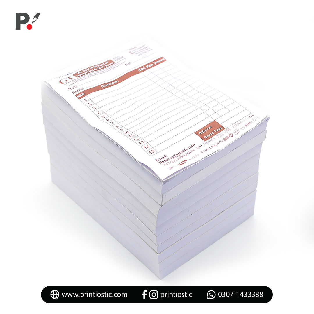 Custom Bill Books Printing Service in Pakistan